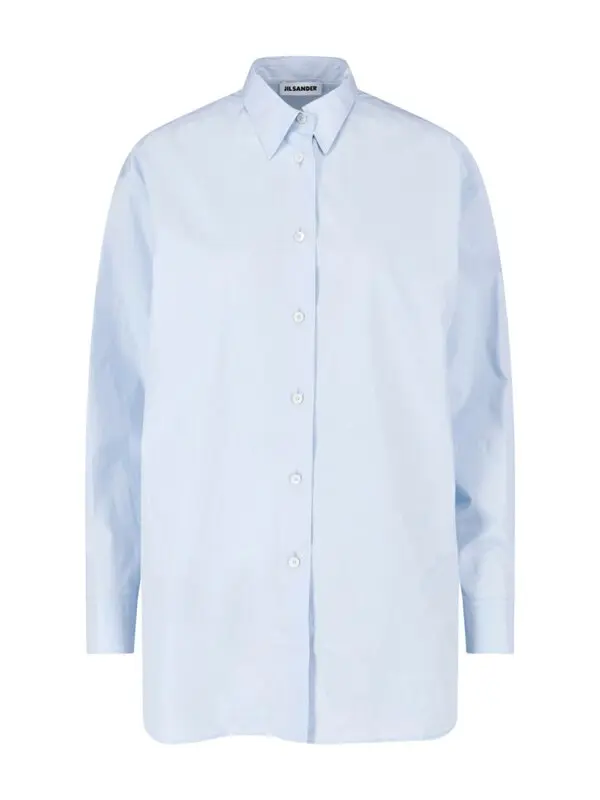 JIL SANDER 100% Cotton Classic Collar Shirt - Blue