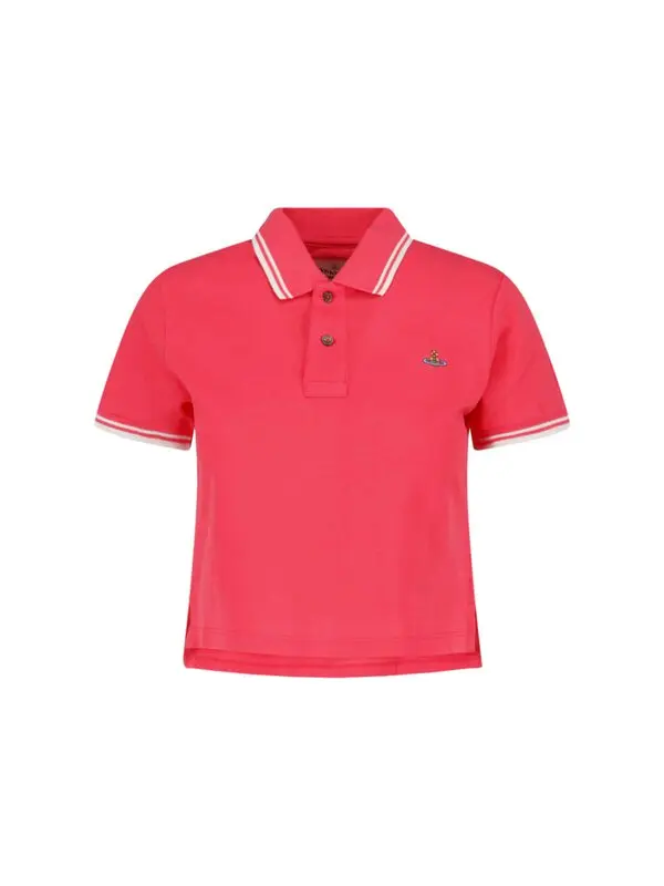 VIVIENNE WESTWOOD 100% Cotton Logo Graphic Polo Shirt - Pink