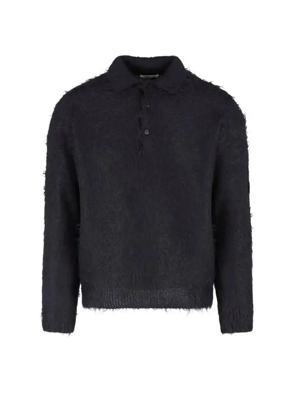 Auralee Fuzzy Knit Polo Sweater