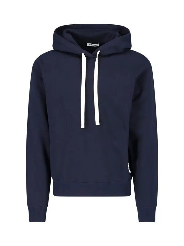 JIL SANDER Cotton Hoodie With Drawstring - Blue