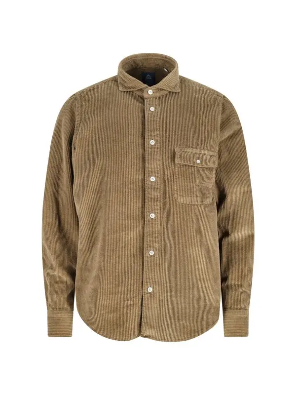 FINAMORE 1925 Corduroy Button-up Shirt - Brown