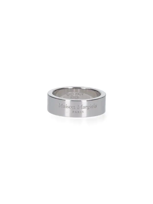 MAISON MARGIELA Logo-engraved Wide Band Ring - Silver