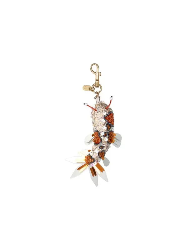 ANYA HINDMARCH Beaded Beetle Bag Charm Key Ring - Silver