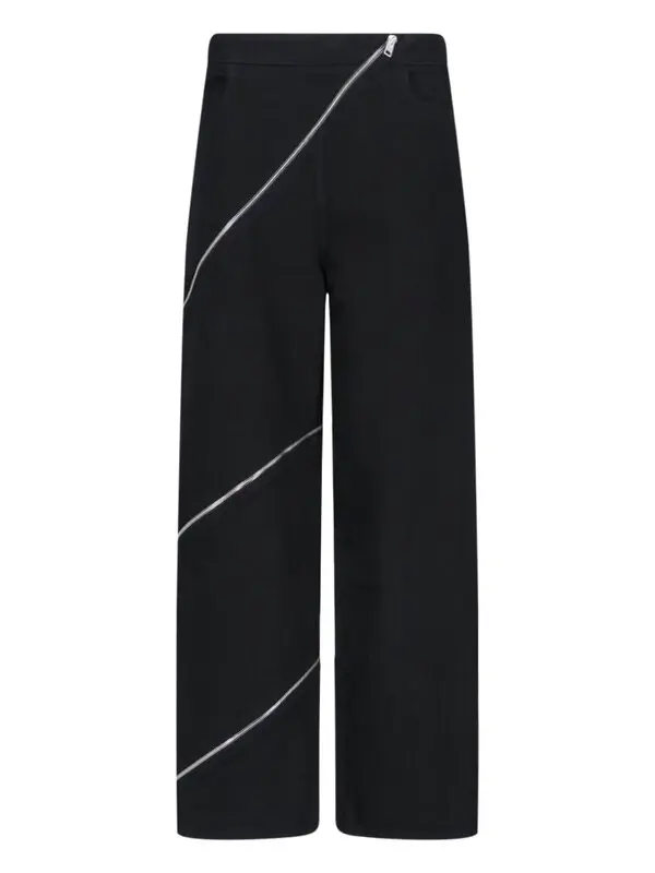 Alaïa Wide-leg Pants With Diagonal Zipper Detail