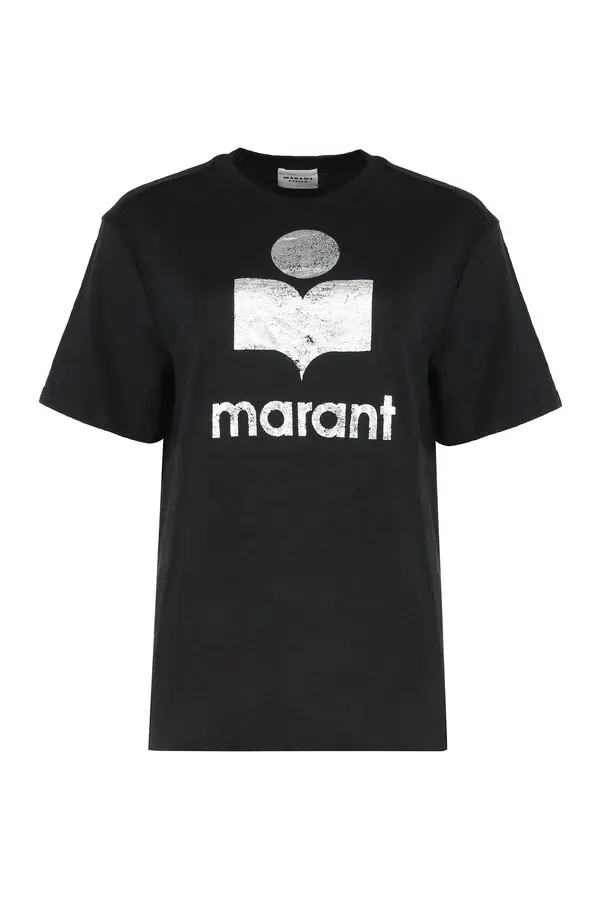 MARANT ETOILE Crew Neck Linen T-shirt Casual Fit - Black