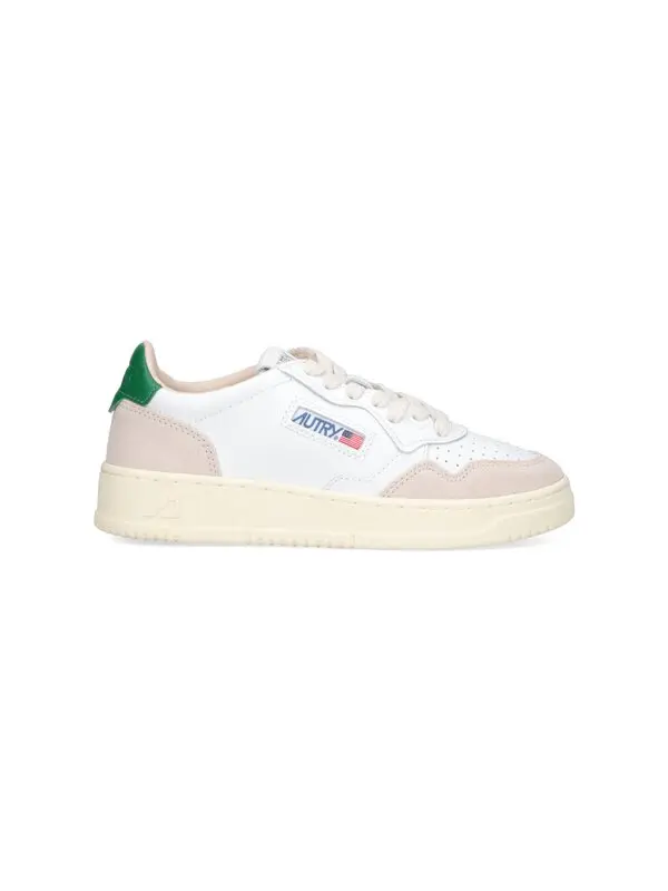 AUTRY Cow Leather And Suede Lace-up Sneakers - White