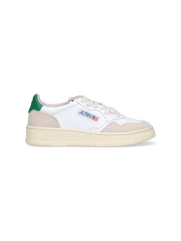 AUTRY Cow Leather And Suede Lace-up Sneakers - White