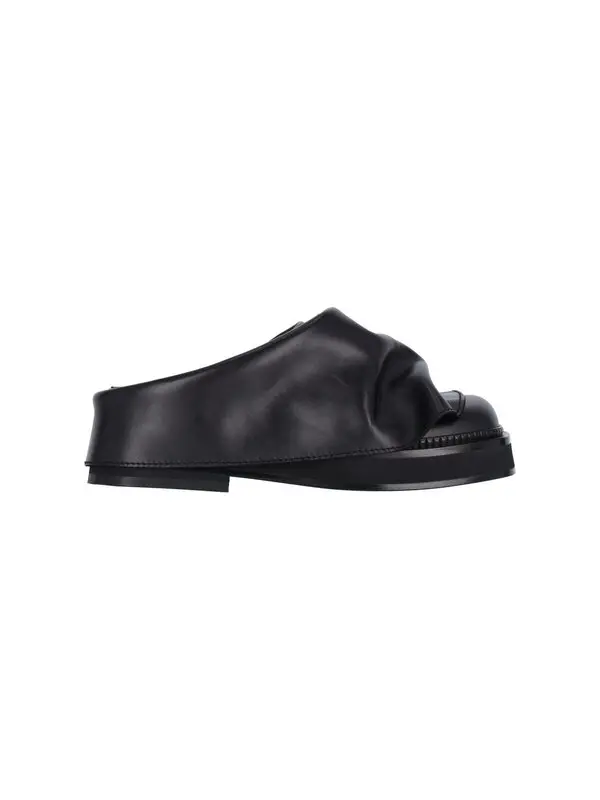 Attico Italian Calf Leather Sandals - Black