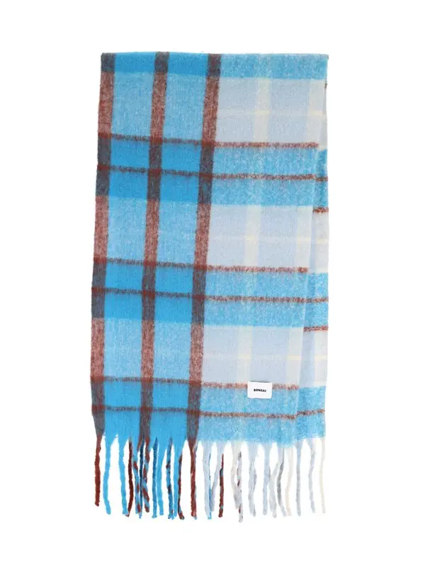 BONSAI Plaid Fringe Scarf - Light Blue