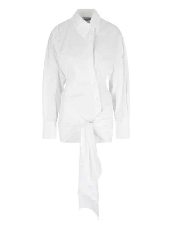 Attico Cotton-blend Shirt Dress With Tie Detail - White