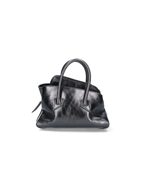 Attico Mini Calf Leather Top Handle Bag - Grey