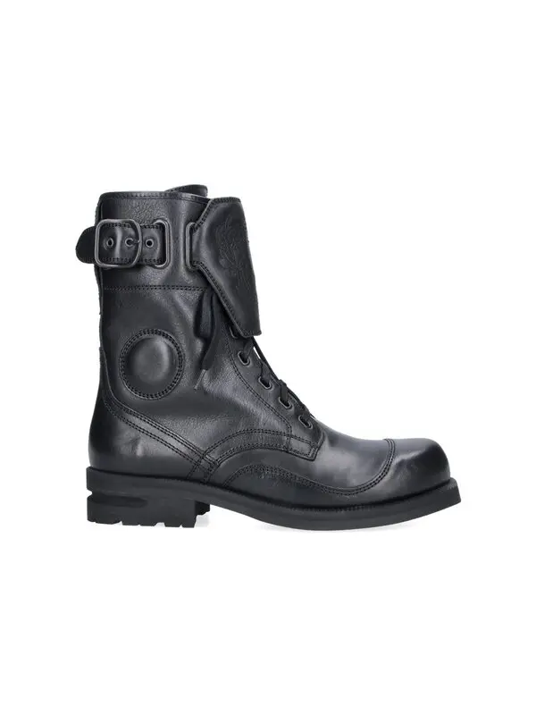 KIKO KOSTADINOV Leather Lace-up Buckle Combat Boots