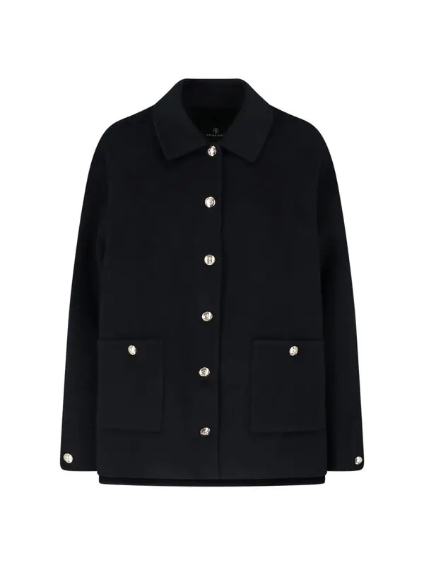 ANINE BING Cashmere-blend Jacket With Classic Collar - Black