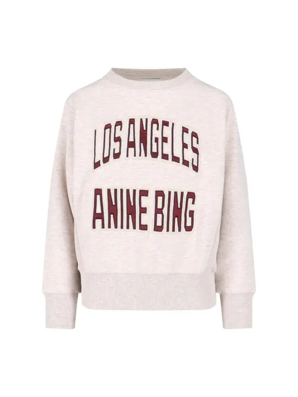 ANINE BING Lightweight Cotton-blend Sweatshirt With "los Angeles" Graphic - White