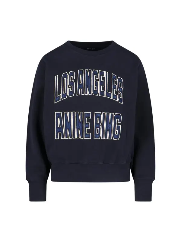 ANINE BING Graphic Crewneck Sweatshirt - Black