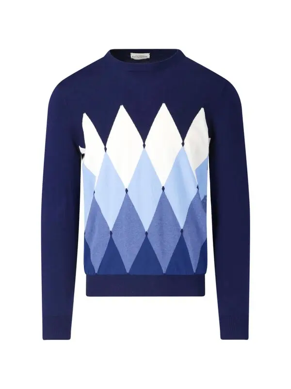 BALLANTYNE Argyle Crewneck Pullover - Blue