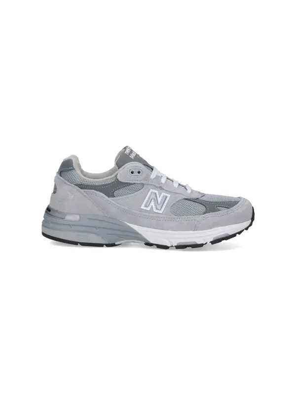 NEW BALANCE Pigskin & Mesh Lace-up Sneakers - Grey