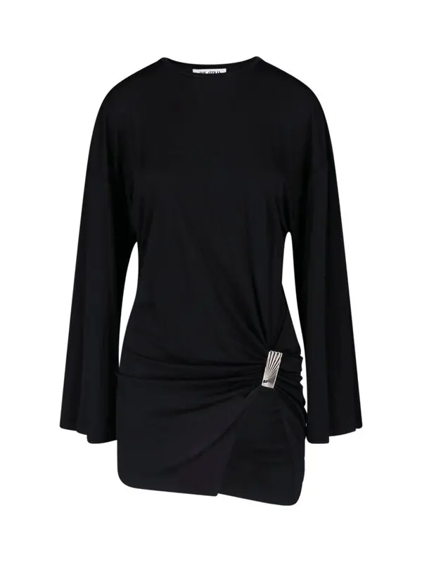 Attico Ruched Long Sleeve Mini Dress