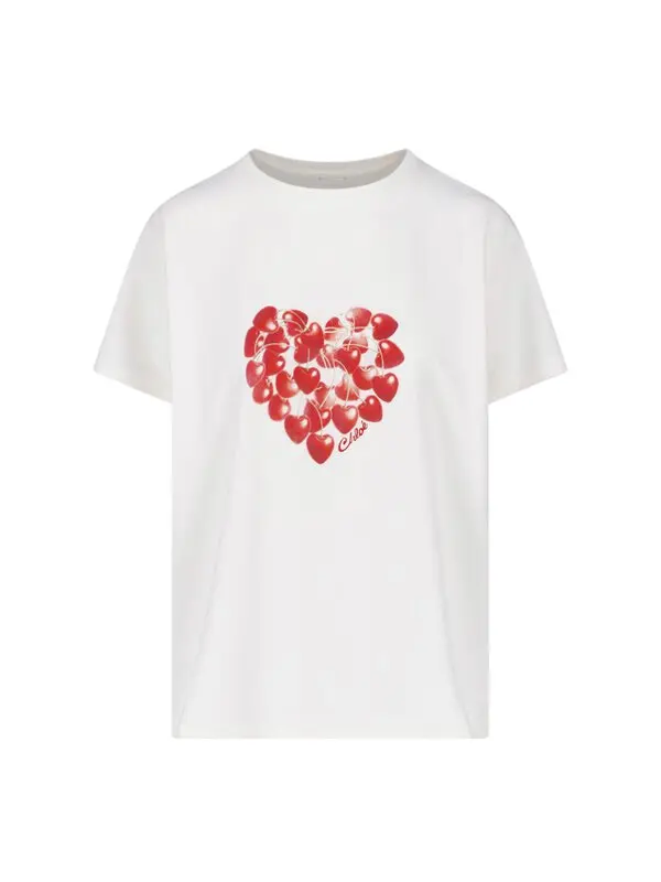 Chloé Strawberry Graphic Cotton T-shirt - White