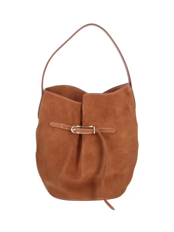 LIFFNER Suede Shoulder Bag With Buckle Detail - Brown