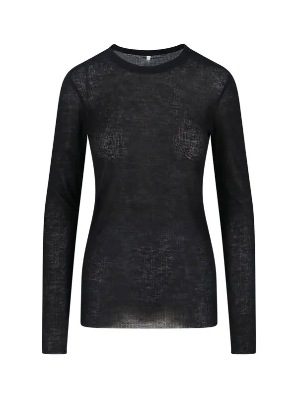 TONYWACK Sheer Long Sleeve Crewneck Top