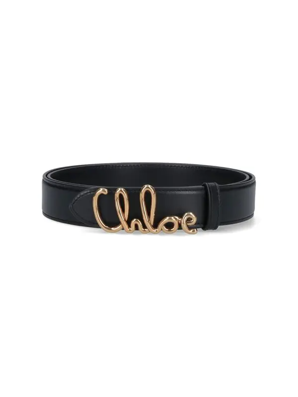 Chloé Calf Leather Belt With Brass Buckle - Black