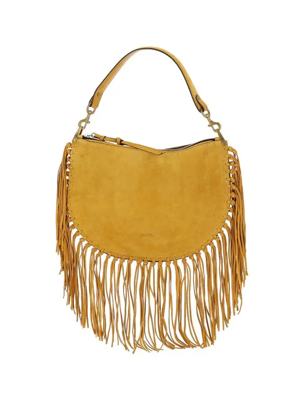 Isabel Marant Étoile Calfskin Suede Mini Shoulder Bag With Leather Details - Yellow
