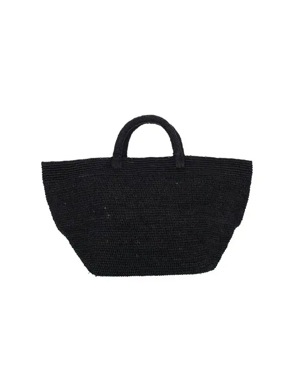IBELIV Raffia And Cow Leather Shoulder Bag For
