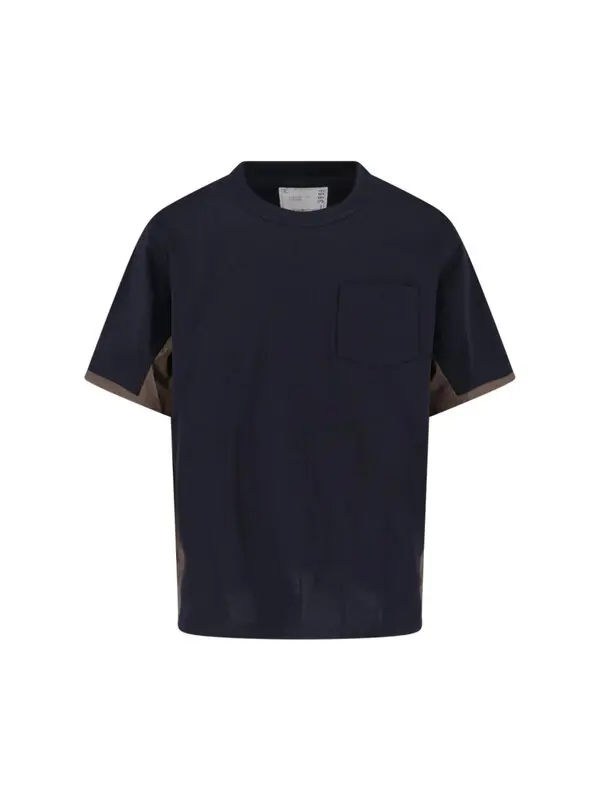 Sacai Short-sleeve Crewneck T-shirt With Chest Pocket - Blue