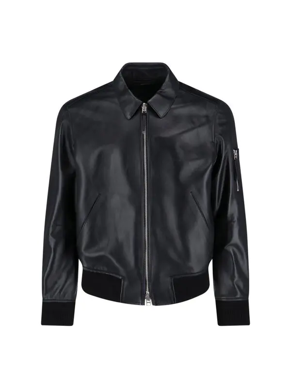 TOM FORD Lamb Leather Zip-up Bomber Jacket - Black