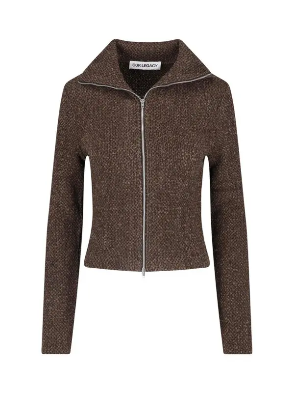 Our Legacy Buckle-weave Knit Zip-up Sweater - Brown
