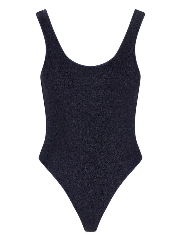 Oseree Metallic Sheen Slip Dress With Stretch Lining - Blue