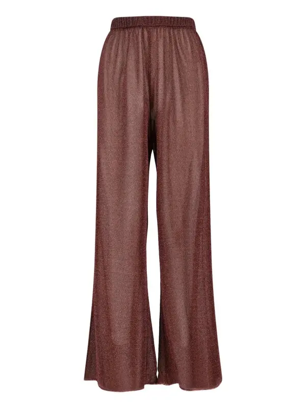 Oseree Shimmering Sheer Wide-leg Pants - Brown