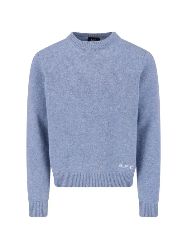 A.p.c. 100% Wool Crew Neck Sweater - Light Blue