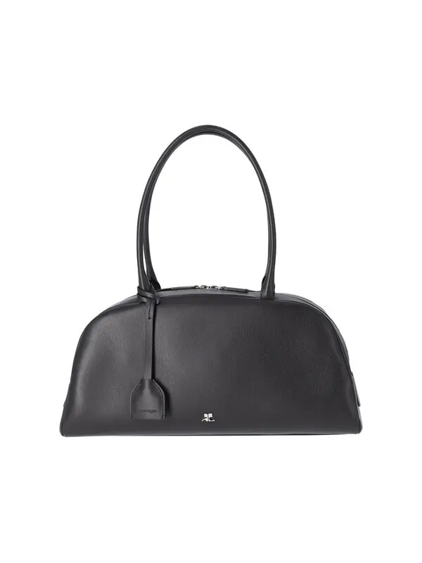 COURREGES Structured Cow Leather Shoulder Bag - Black