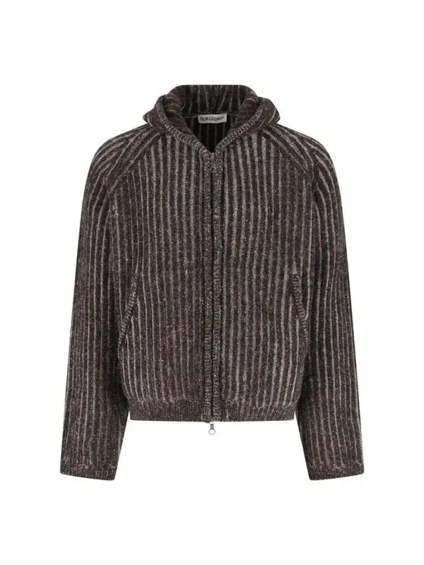 Our Legacy Iseels Wool Striped Zip-up Sweater - Brown