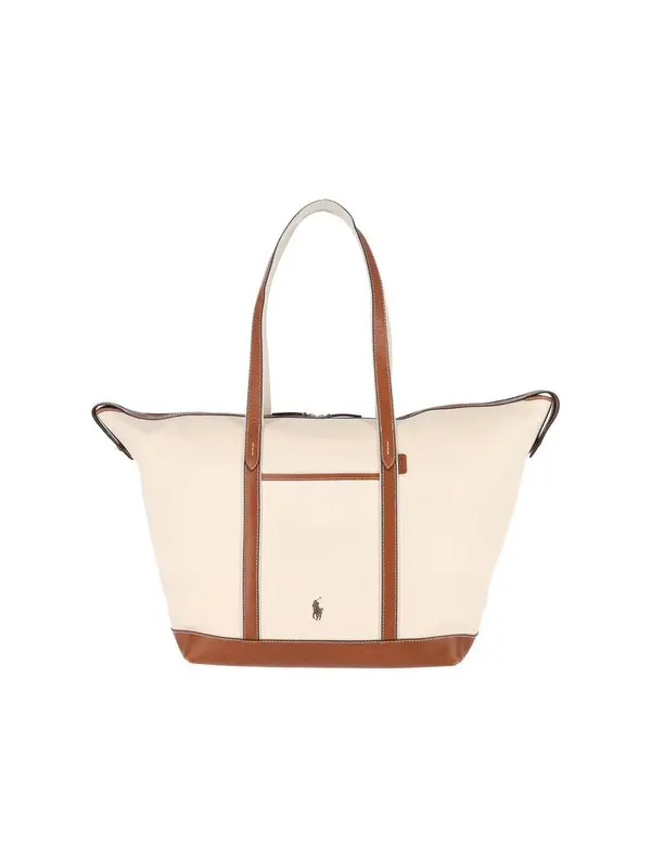 Polo Ralph Lauren Canvas Tote Bag With Leather Trim - White