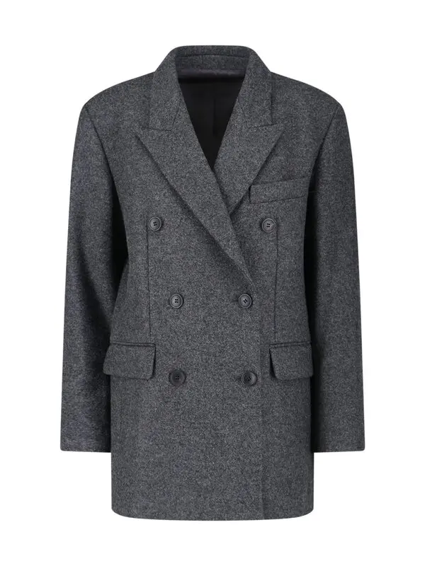 Isabel Marant Étoile Double Breasted Virgin Wool Blazer - Grey