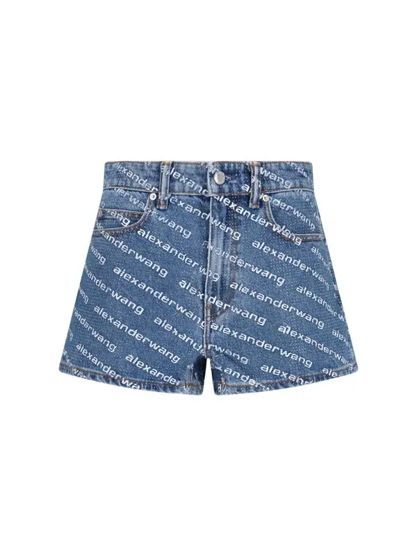 Alexander Wang Printed Denim Shorts - Blue
