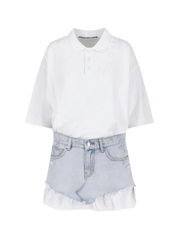 Alexander Wang Cotton-blend Stretch Dress With Contrast Trim