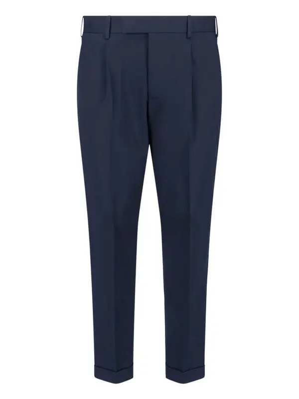 PT TORINO Tailored Cotton-elastane Trousers - Blue