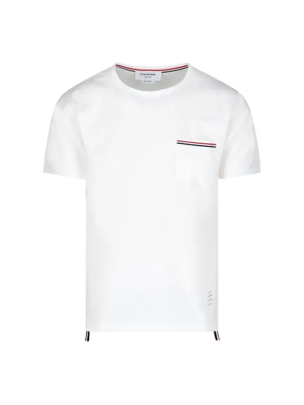Thom Browne Jersey Rwb Stripe Pocket Tee - White