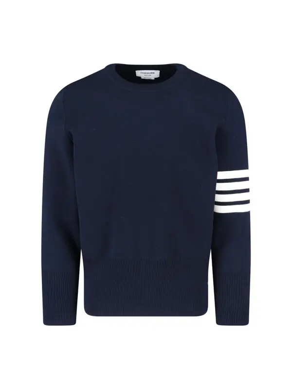Thom Browne 100% Virgin Wool Dachshund Intarsia Crewneck Sweater - Blue