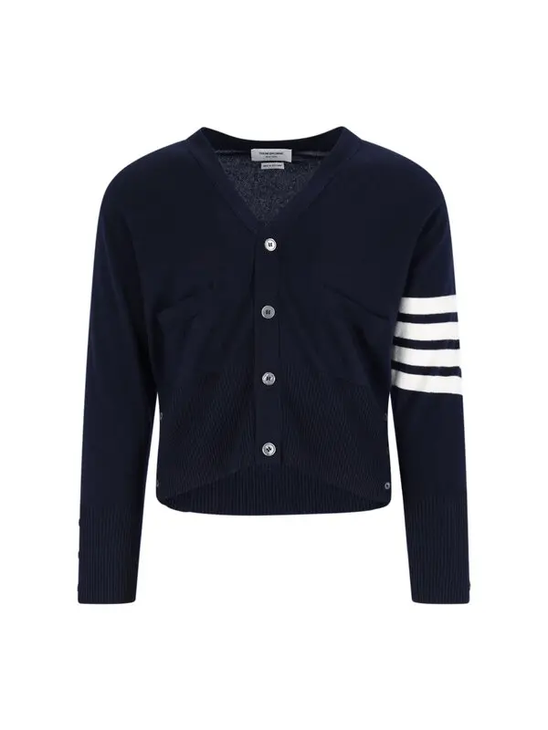 Thom Browne 100% Cashmere V-neck Cardigan - Blue