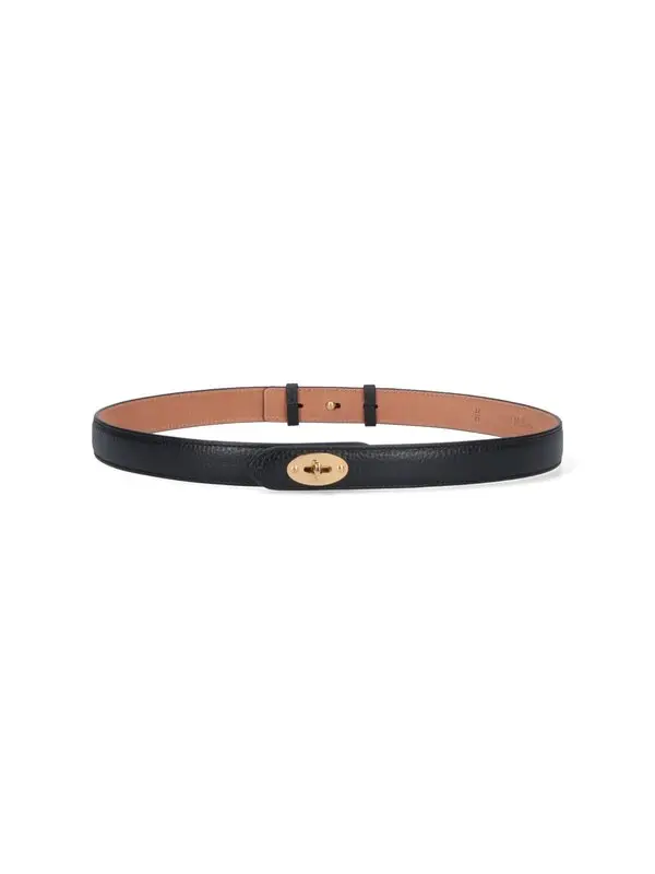 Mulberry Leather Logo Buckle Belt - Black