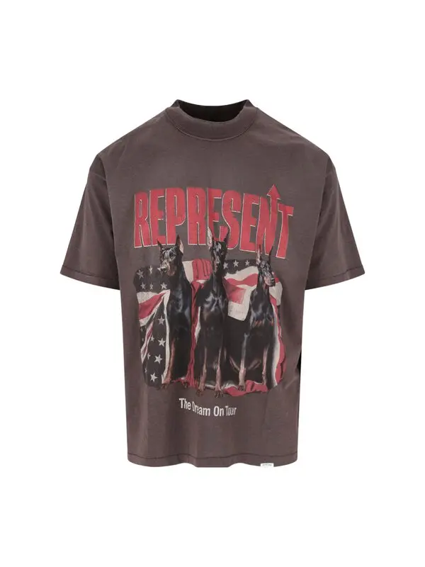 REPRESENT Graphic Dog Print T-shirt - Brown