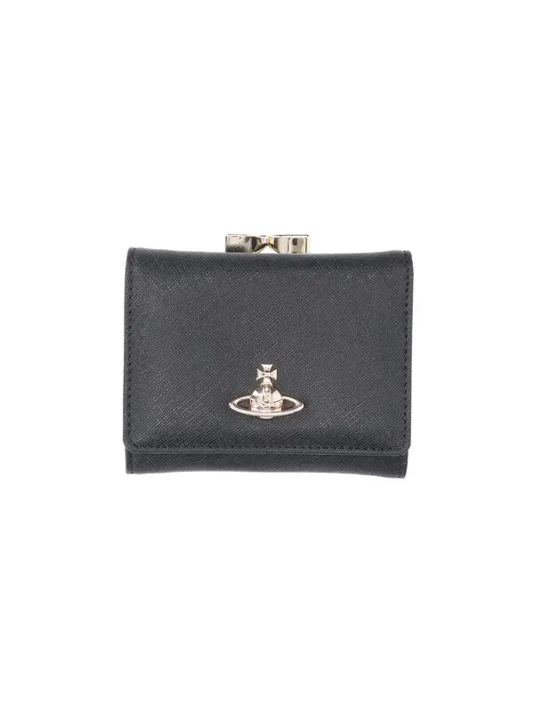 VIVIENNE WESTWOOD Leather Passport Holder Wallet - Black