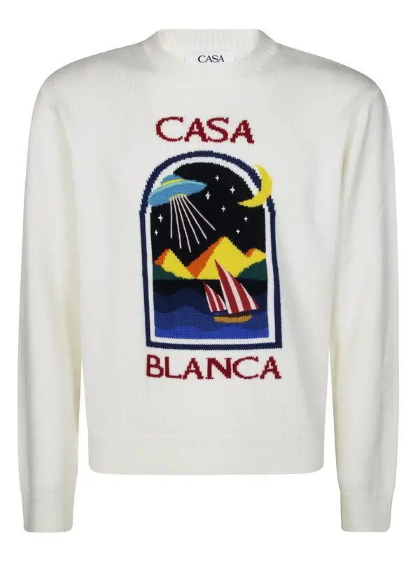 Casablanca Wool Sweatshirt With Graphic Print - Beige