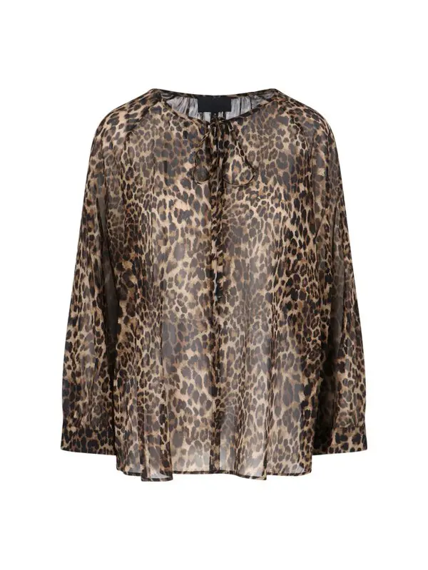 NILI LOTAN Vintage Leopard Print 100% Silk Shirt