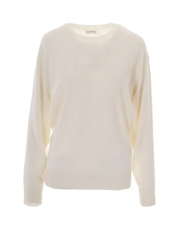 PAROSH Crewneck Knit Sweater - Panna